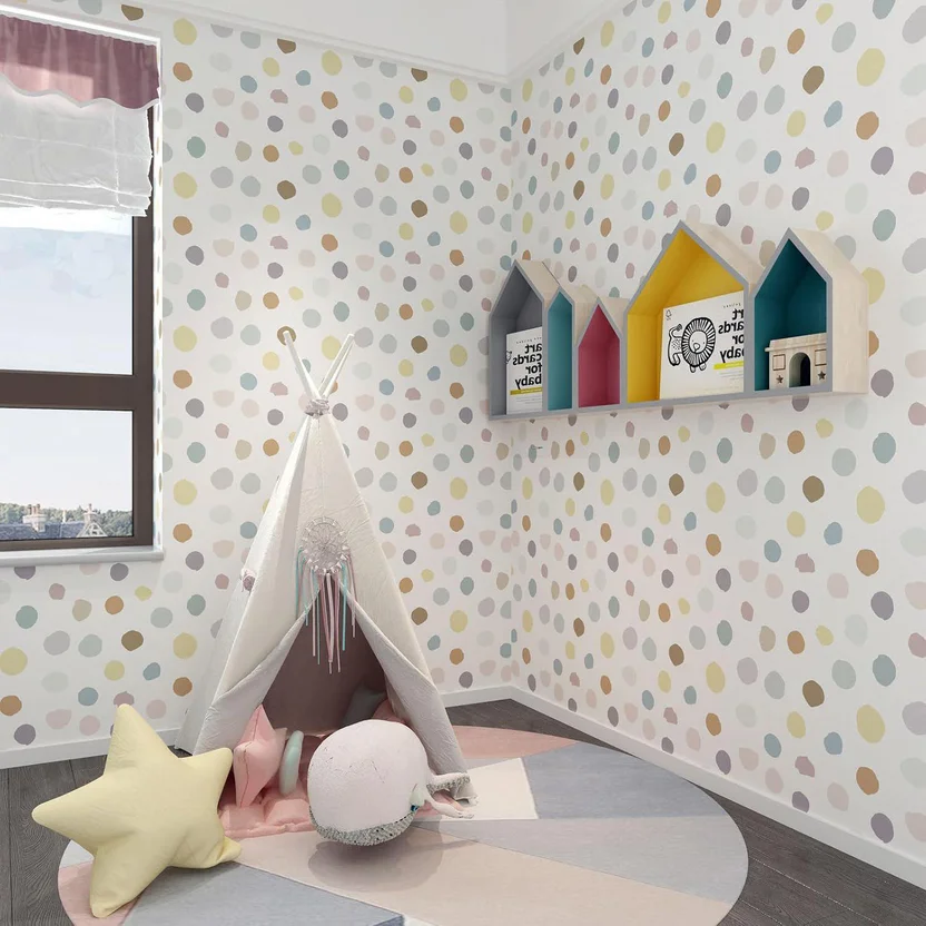 Papel Mural Infantil Lunares Multicolor Para Decoración Creativa - Homecenter.com.co