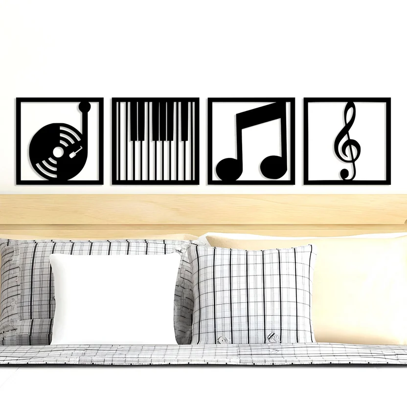 Set 4 Cuadro Figuras Musicales De 30X30Cm Cada Cuadro - Homecenter.com.co