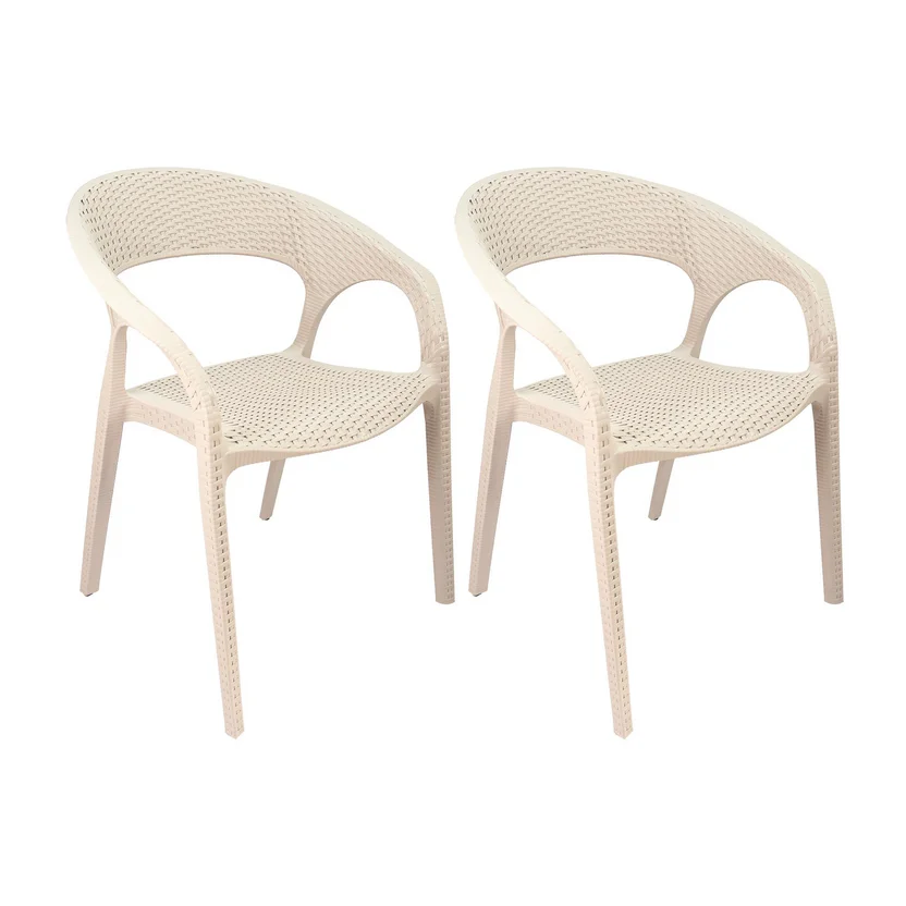 Set De 2 Sillas Exterior Ratan Curve Con Brazos - Beige - Homecenter.com.co