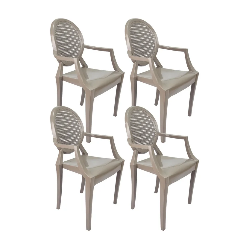 Set de 4 Sillas Exterior Ghoste Esterilla Con Brazos - Café Caramelo ...
