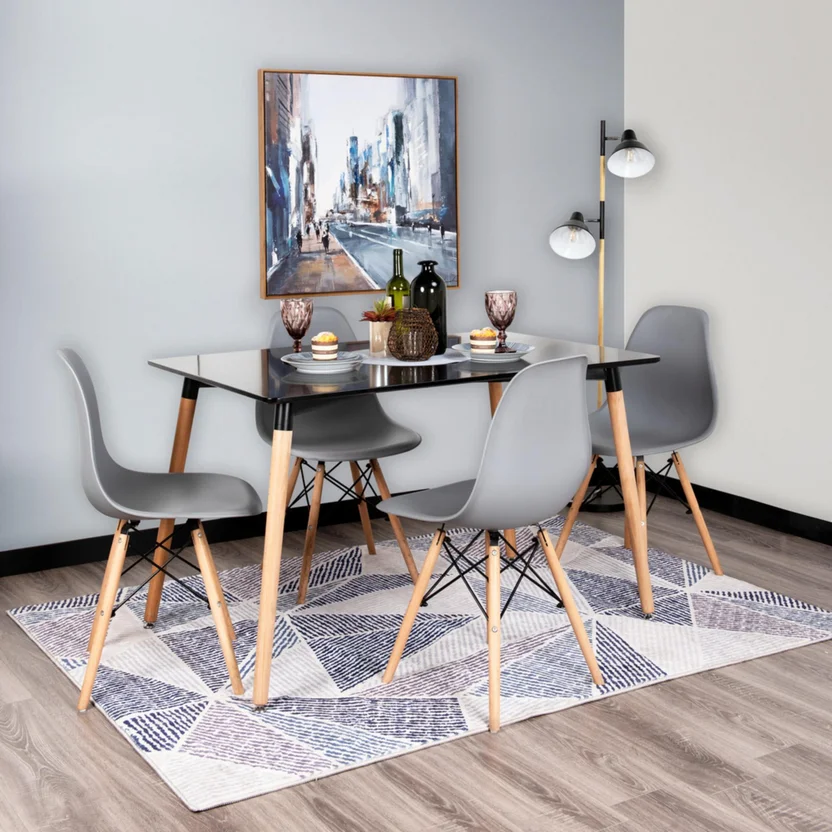 Juego de Comedor 4 puestos Negro Metal Edrik 90*120*75 cm - Homecenter ...