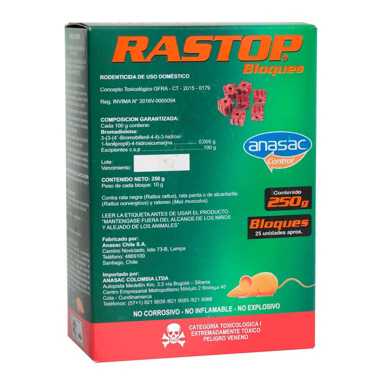 Raticida Bloques Rastop X 250 G RASTOP | Falabella Colombia