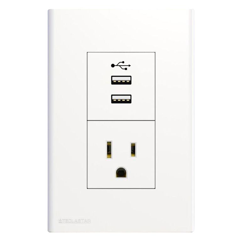 Toma Usb + Toma P/T 15A-250V Blanco HALUX | falabella.com