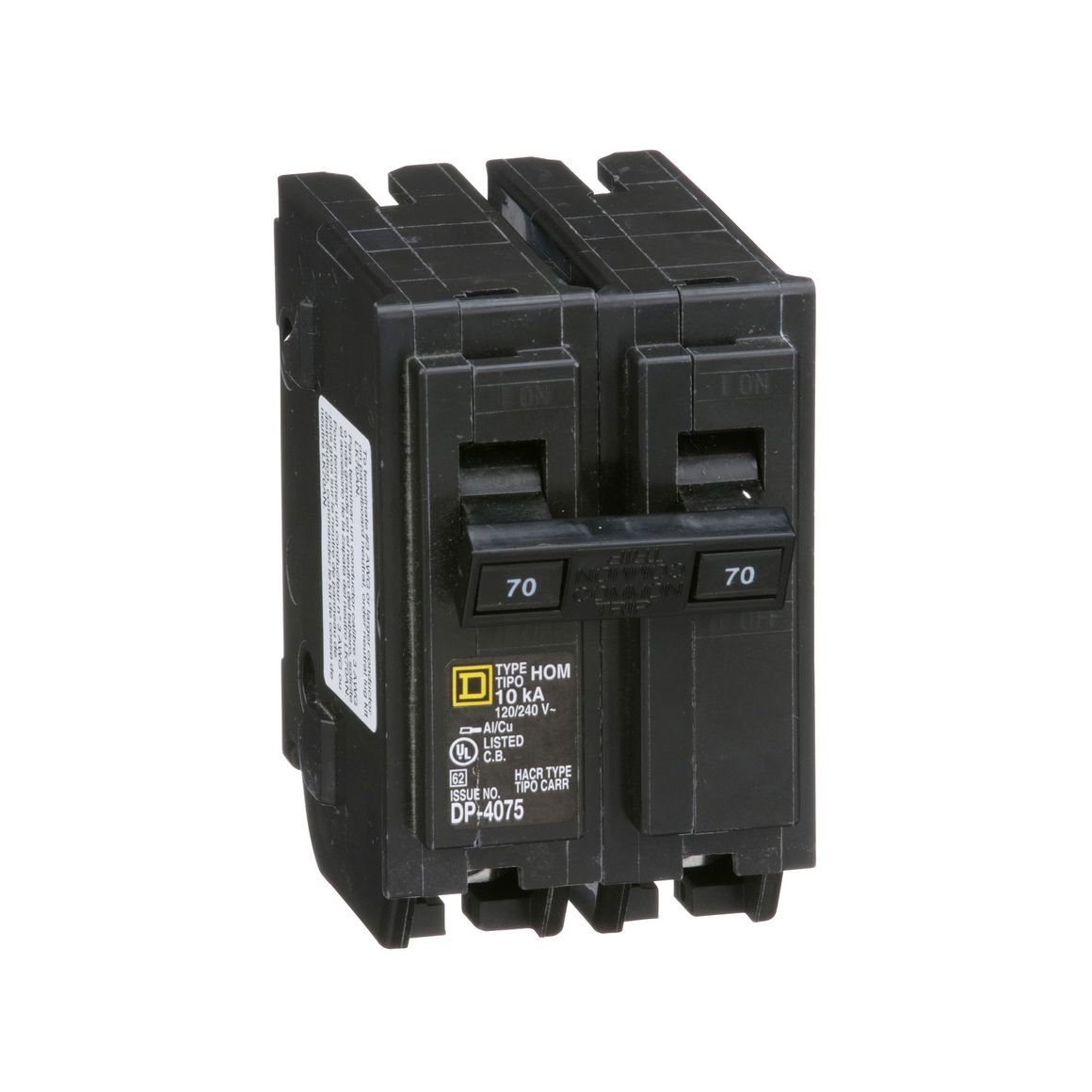 Mini Breaker Homeline, 2 Polos, 70 A, 10 Ka, 120-240 V Ac, Enchufable ...