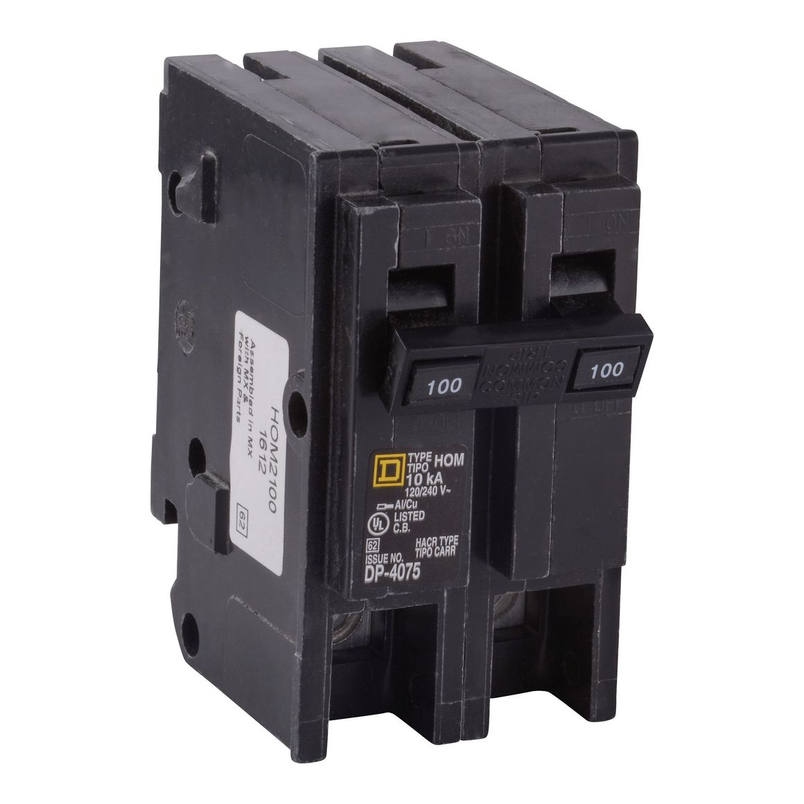 Mini Breaker Homeline, 2 Polos, 100 A, 10 Ka, 120-240 V Ac, Enchufable ...