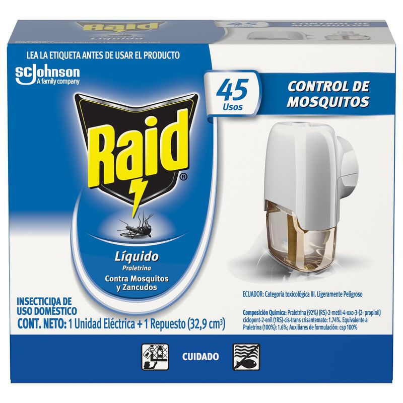 Insecticida Eléctrico Líquido Voladores Raid 45 Noches RAID | falabella.com