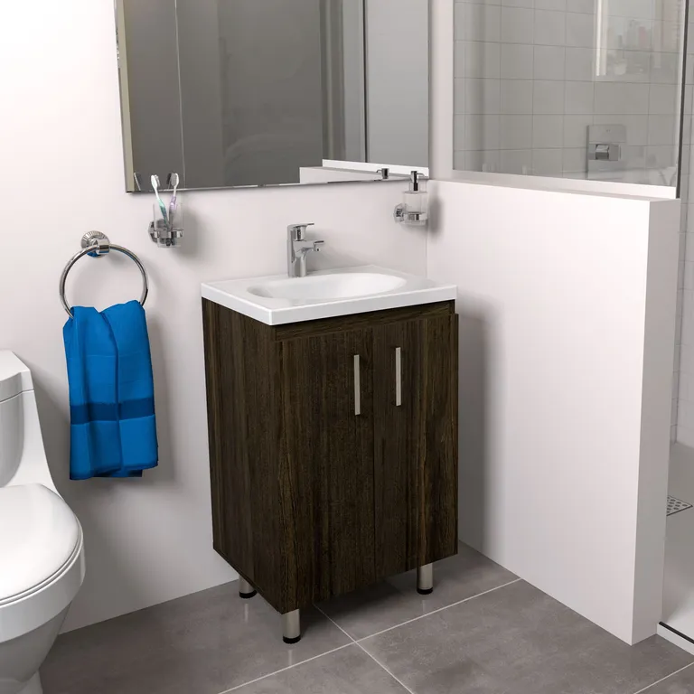 Mueble de baño a Piso Basic Tabaco Chic 48x38cm con lavamanos Eco ...
