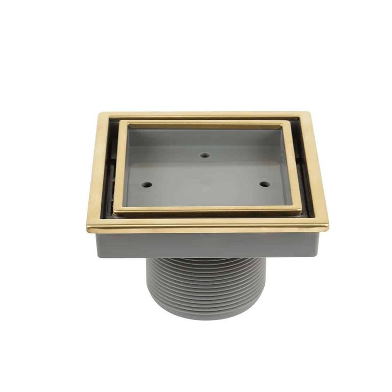 Rejilla Piso Central Veil (Invisible) 10x10cm Dorado QM DRAIN ...