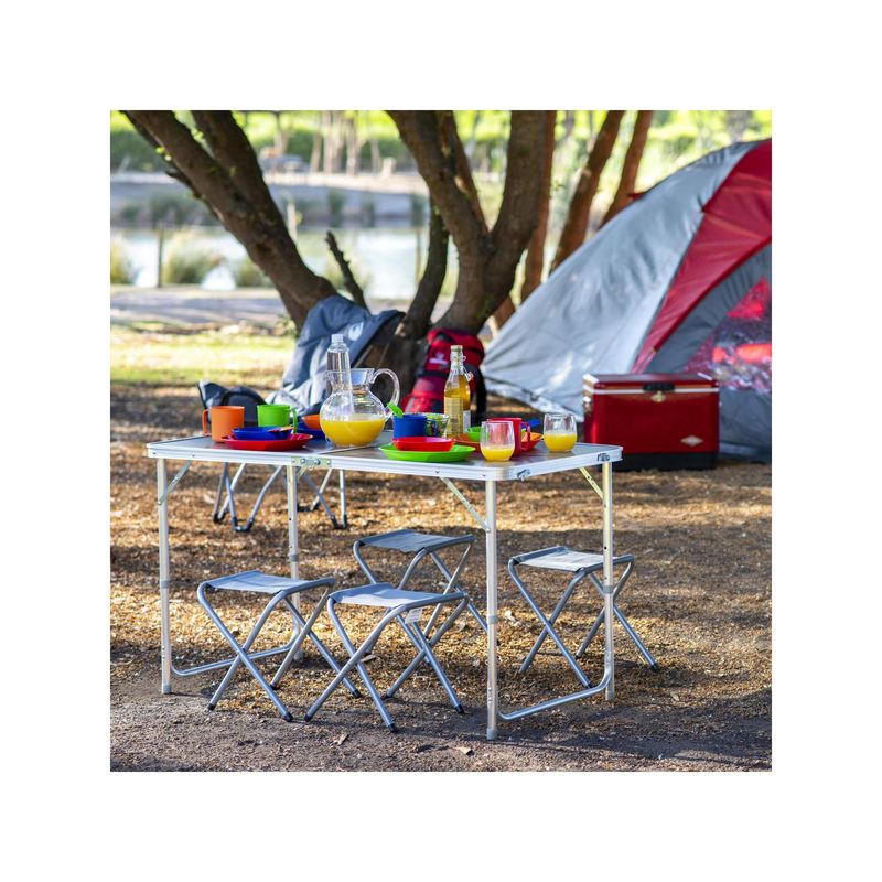 Mesa Camping Plegable Aluminio Gris 4 Puestos JUST HOME COLLECTION ...