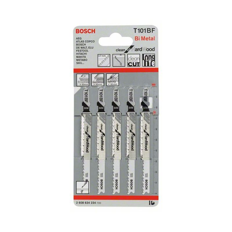 Set 5 Hojas Caladora T101b Hcs Madera 2608667305 Bosch BOSCH ...