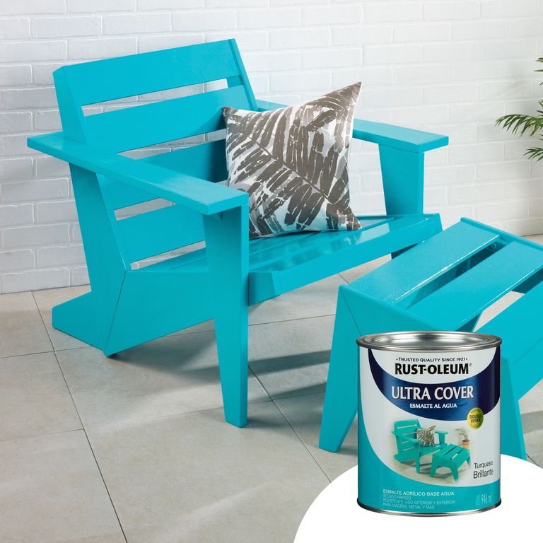 Esmalte a Base de Agua 1/4 Galón Turquesa Brillante RUST-OLEUM ...