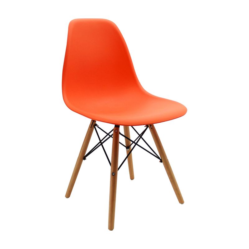 Silla Auxiliar Eames Naranja Patas en Madera OR DESIGN | falabella.com
