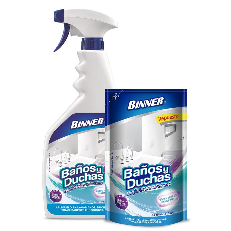 Limpiador Desinfectante Baños y Duchas 700ml+500 BINNER | falabella.com