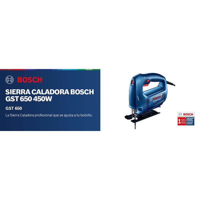 Sierra Caladora Bosch GST 650 450W con 1 LLave Allen y 1 Hoja BOSCH ...