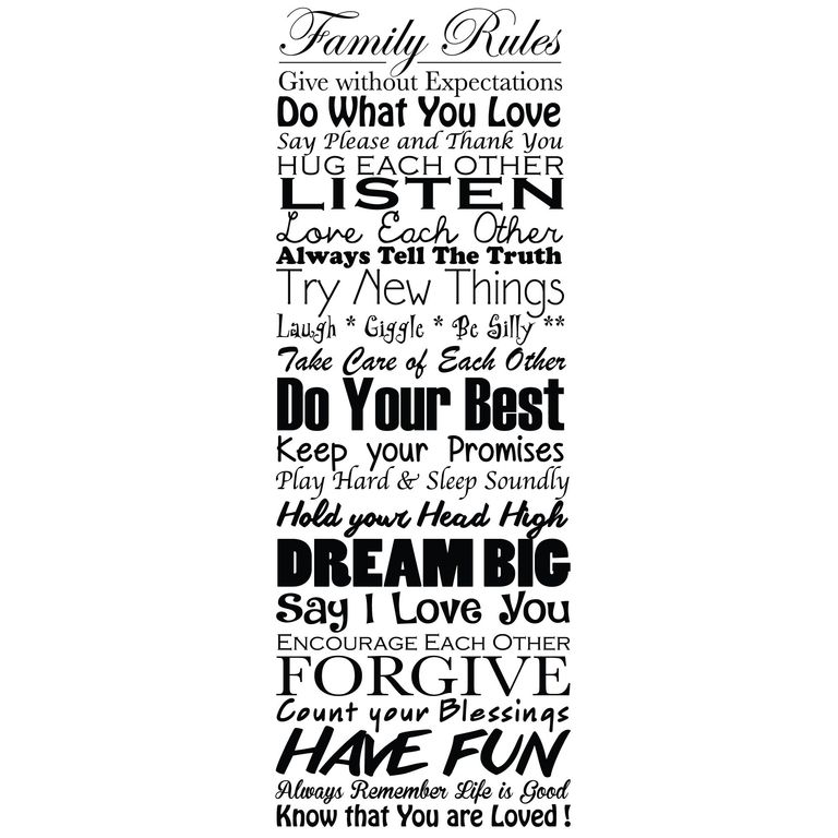 Vinilo Decorativo Family Rules 02 Negro VINILOVERS | falabella.com