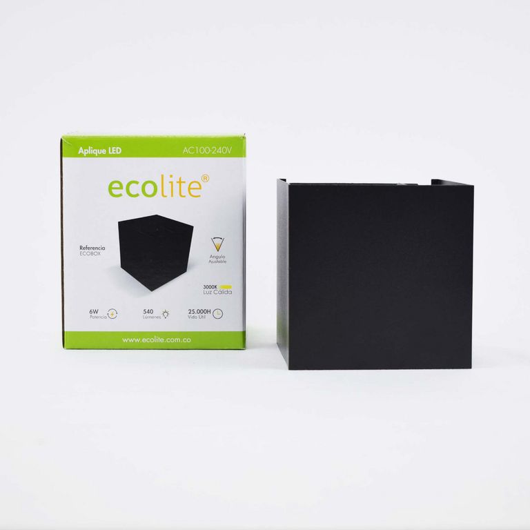 Aplique LED Ecobox Negro 6W 3000K ECOLITE | falabella.com