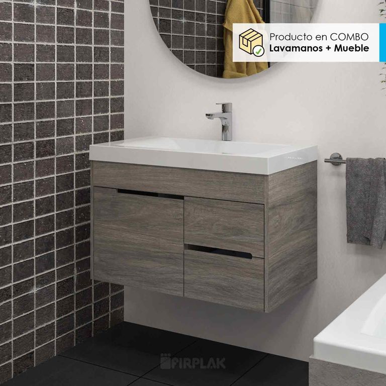 Mueble De Baño Tiziano 79x48 Color Tambo Con Lavamanos Siena FIRPLAK ...
