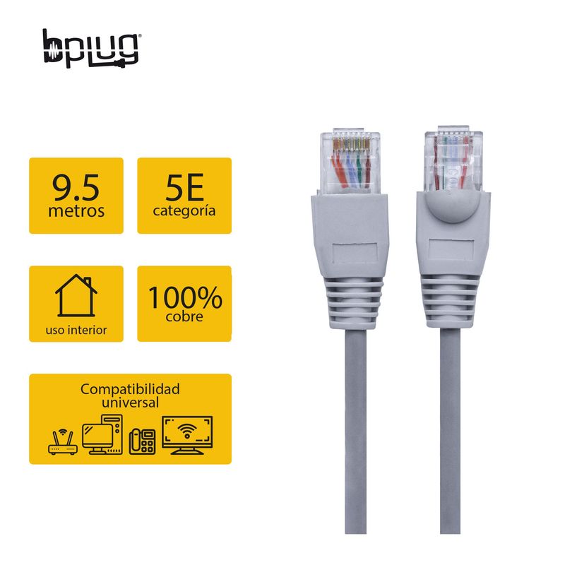 Cable De Red Utp Patch Cord Cat 5E 100% Cobre 9,5M B PLUG | falabella.com