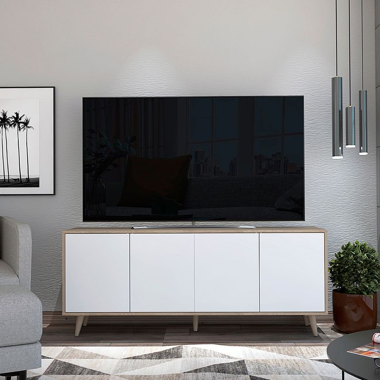 Mesa para TV Bora Rovere Blanco 60.9x148.8x40.3cm JUST HOME COLLECTION ...