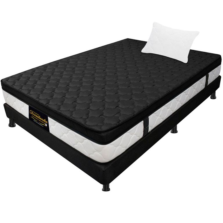Combo Colchón Sencillo 100x190 Resortado Dublín Negro DORMILANDIA ...