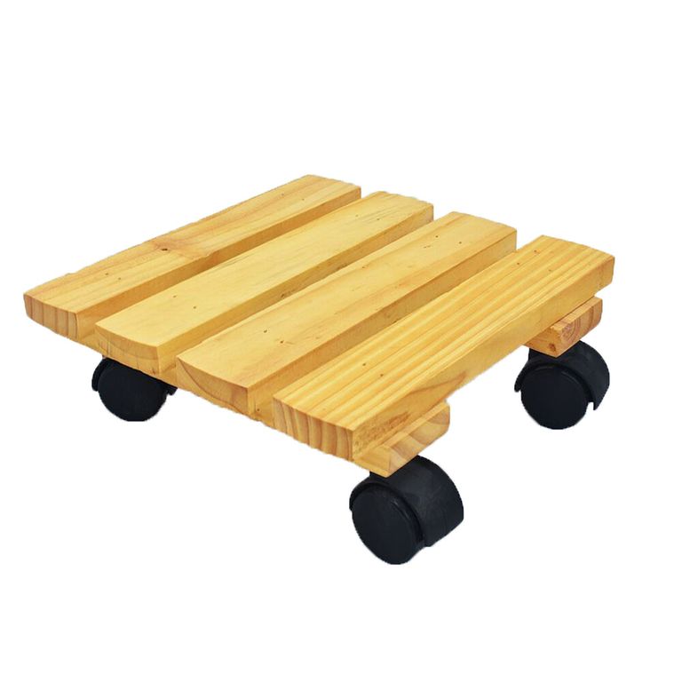 Base Para Matera Con Ruedas Madera Cuadrado 24X8X24Cm Café GENERICO ...