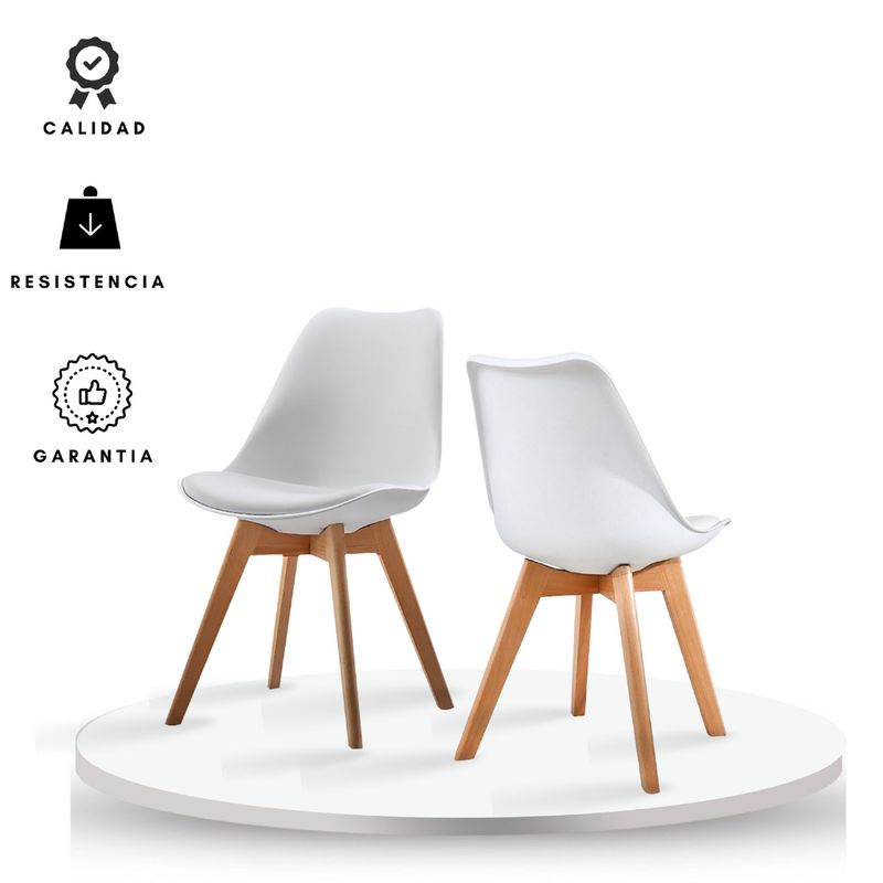 Set X2 Silla Milano 45X39X85 Blanco EKONOMODO COLOMBIA | falabella.com
