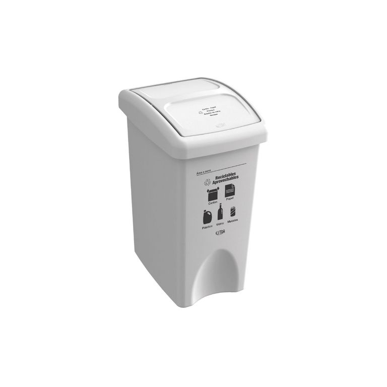 Caneca Plástica 35L Blanco Para Reciclable Con Tapa Vaiven ESTRA ...