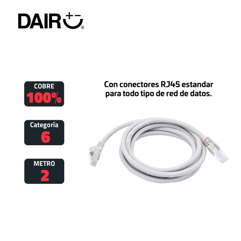 Cable De Red Utp Patch Cord Cat 6 100% Cobre 2 M DAIRU | falabella.com