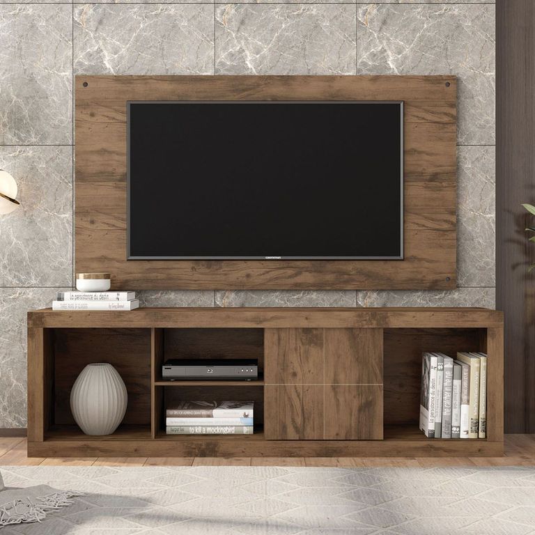 Combo Panel para TV de 55 Pulgadas + Rack TV Cedro Rustico MULTIMUEBLES ...