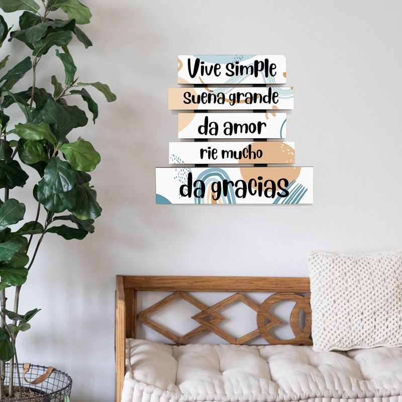 Cuadro Retablo Mensaje Vive Simple 40x44 Cm SANDALO | falabella.com