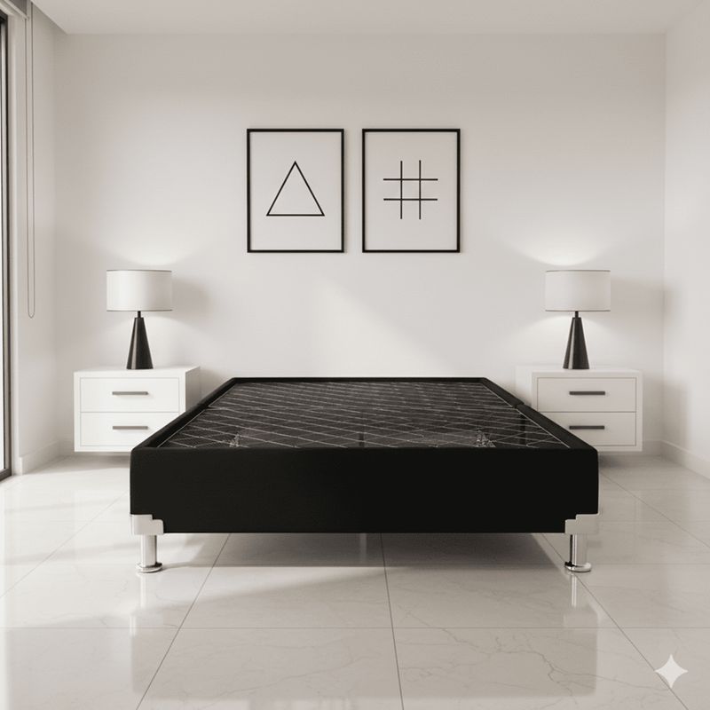 Base Cama Dividida en Lona Negra Doble 140X190 ESTILO Y CONFORT ...