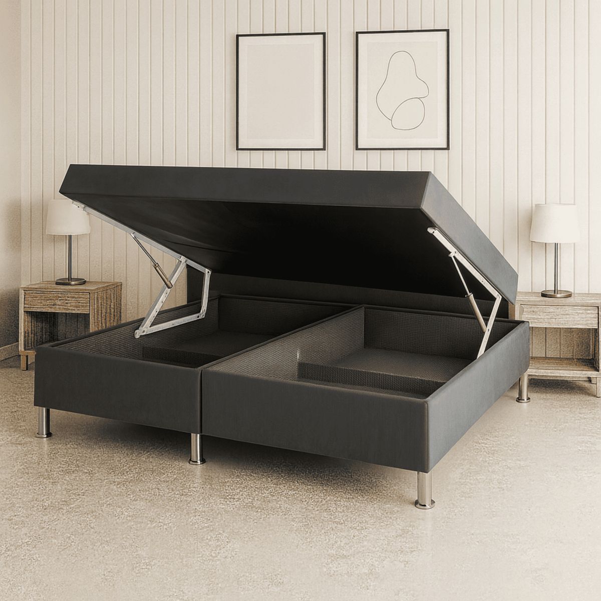 Cama Baul en Lona Gris Semidoble 120X190 ESTILO Y CONFORT | falabella.com