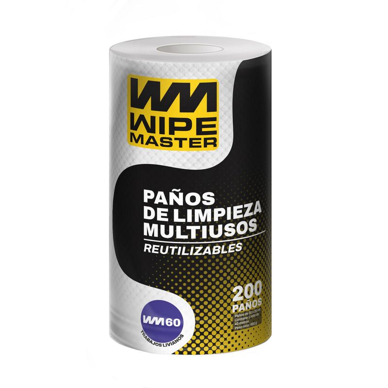 Paño Reutilizable Wipe Maste Rollo x200 Unidades 30x20cm Cada Uno WIPE ...