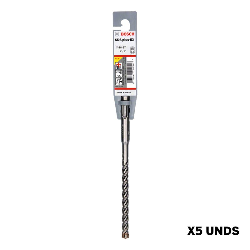 Broca SDS-Plus-5x 5/16x6x8Pulg x5Uds BOSCH | falabella.com