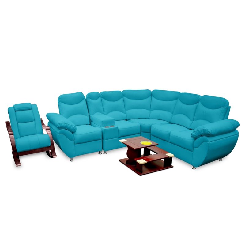 Juego de Sala L Modelo Deluxe Microfibra Azul MAGIC CLASS | falabella.com