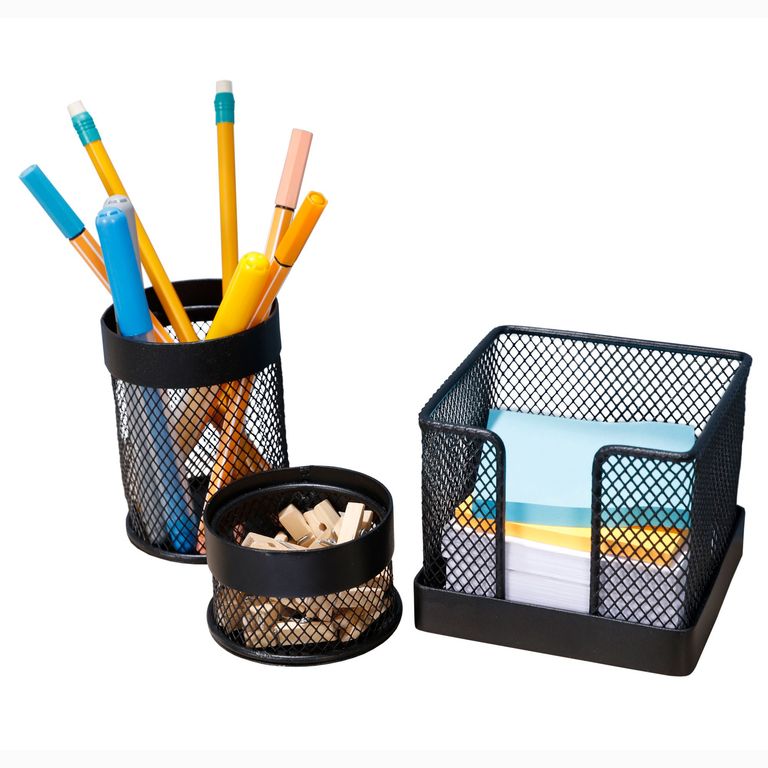 Kit Escritorio Malla Sencillo X3 Ítems (Porta Lápices, Porta Pines ...