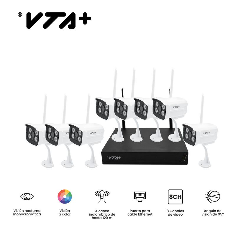 Kit Dvr Inalámbrico Inteligente Full Hd 8 Cámaras Wifi Disco Duro 1 Tera Vta Casa Inteligente ...