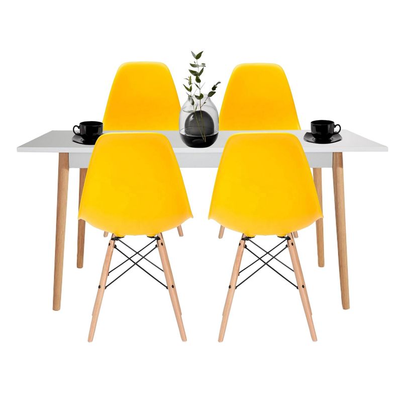 Comedor White 73X120X60 + 4 Sillas Eames Amarillo EKONOMODO COLOMBIA ...