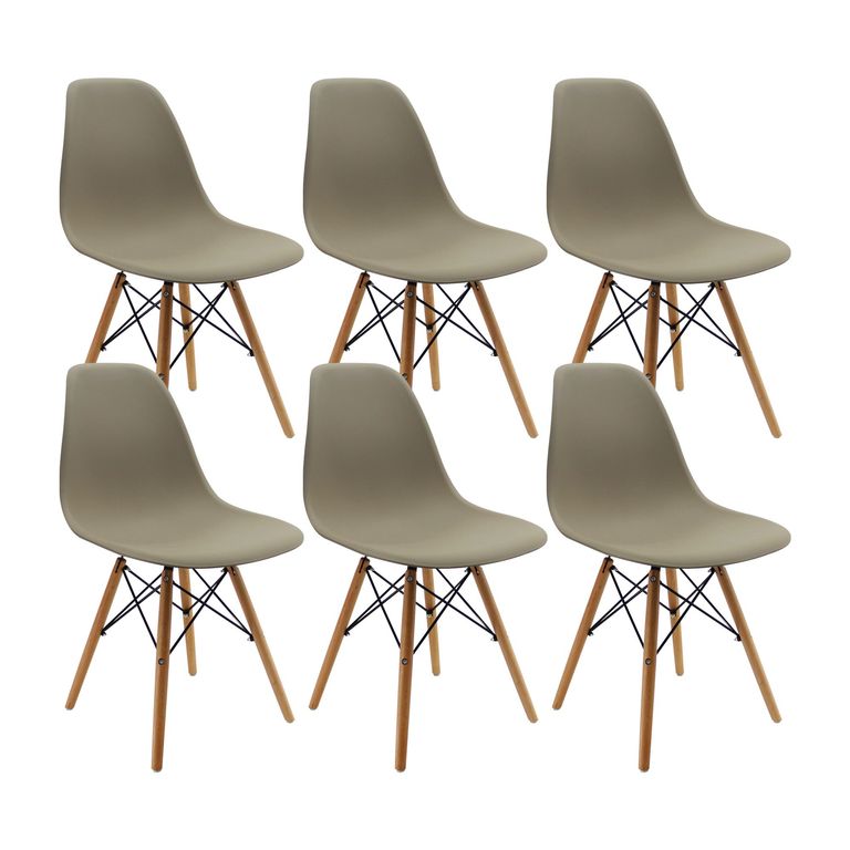 Set X 6 Silla Comedor Eames Patas Madera Beige OR DESIGN | falabella.com