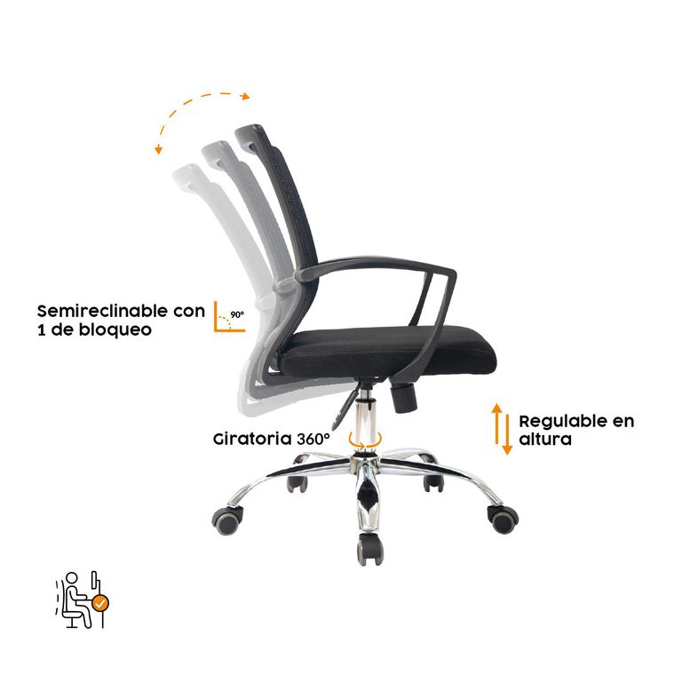 Silla de escritorio Giratoria Negro Bonno Clasica BONNO | falabella.com