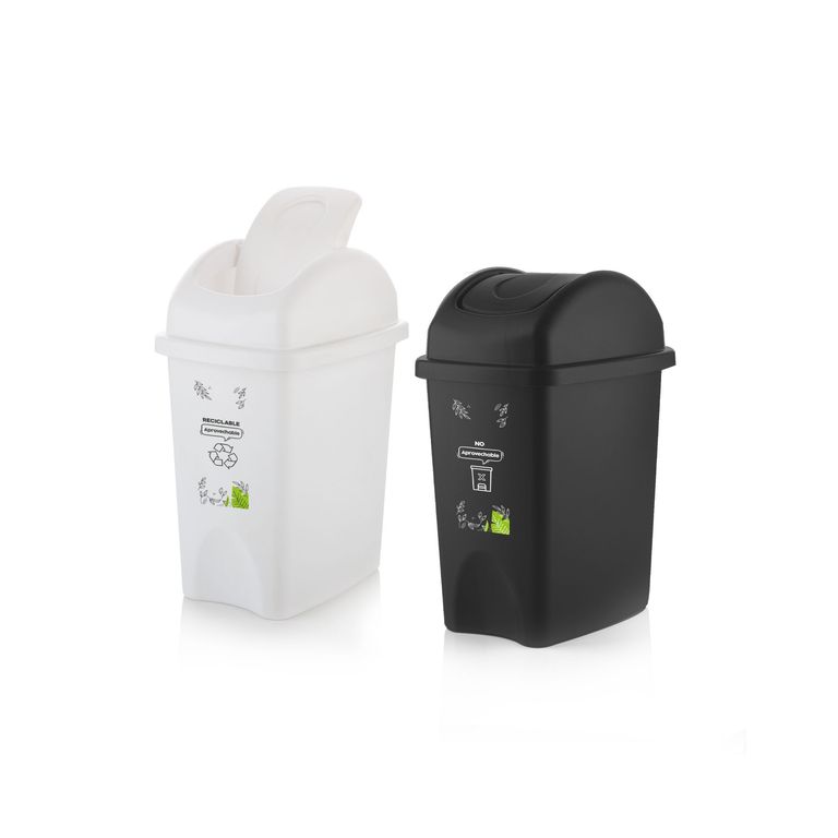 Set Canecas Plástica 10L Blanco Reciclable Negro No aprovechables Con ...