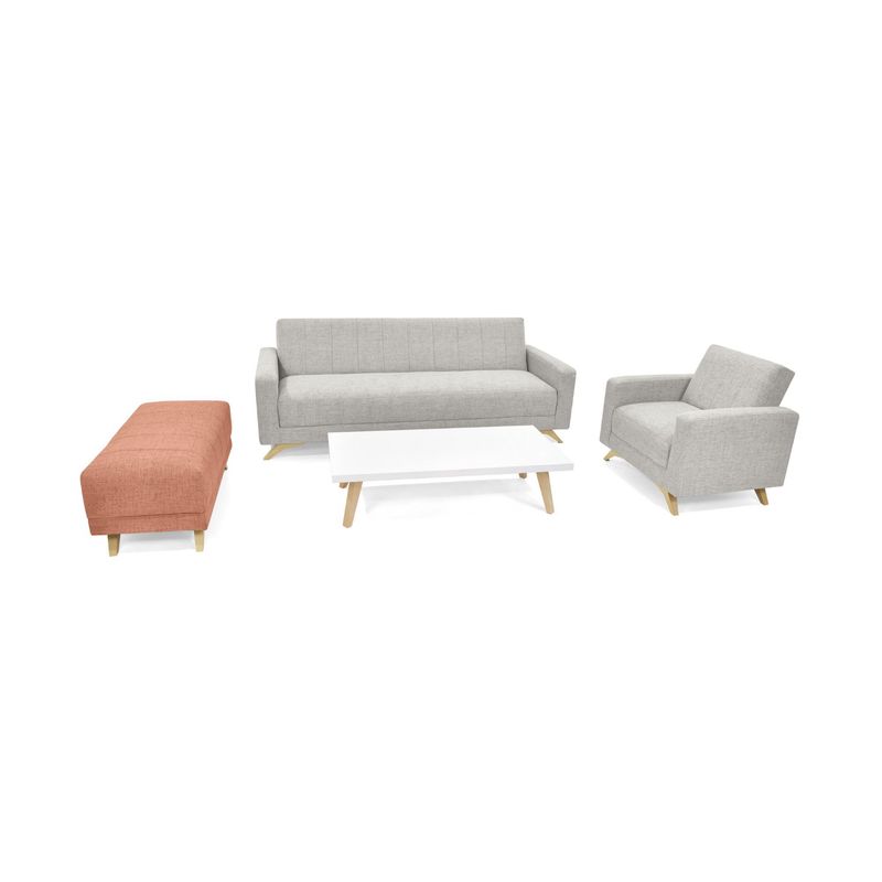 Sala Dominic Taupe Salmon + Mesa Montecarlo HOGAR VENECIA | falabella.com