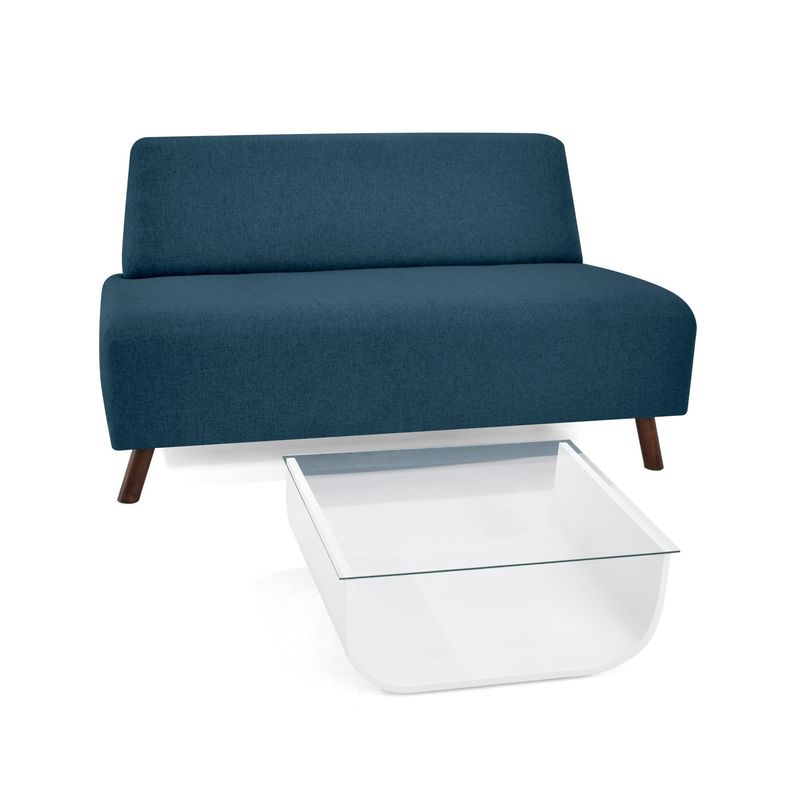 Sofá Manhattan Azul + Mesa Lincoln Vidrio ROCA | falabella.com