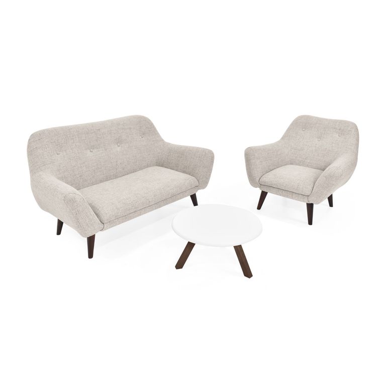 Sala Lincoln Taupe Velvet + Mesa Charlotte ROCA | falabella.com