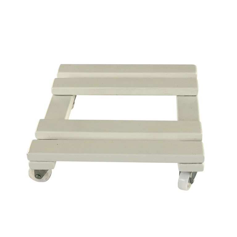 Base Para Matera Con Ruedas Cuadrado Madera Plástica Grande 50cm Blanco ...