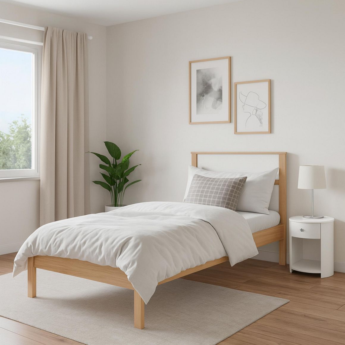 Cama Sencilla Viena Blanco Minimalista en Mdp 15mm y 25mm Madera de ...