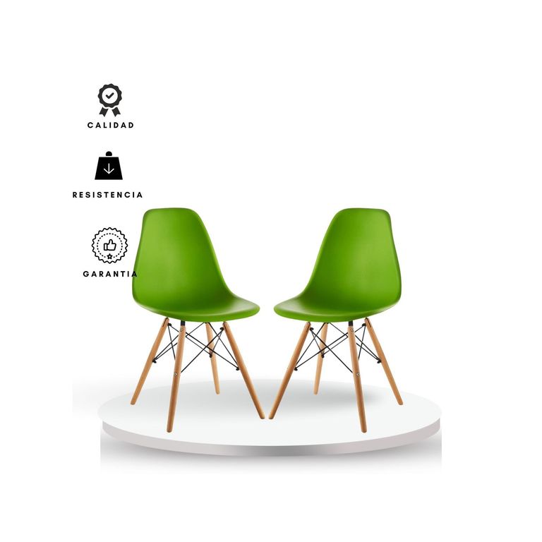 Set X2 Silla Auxiliar Eames 39X45X85 Verde EKONOMODO COLOMBIA | falabella.com