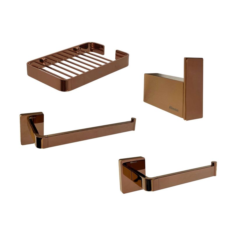 Kit Accesorios baño X 4 Grazia Oro Rosa brillante GENERICO | falabella.com
