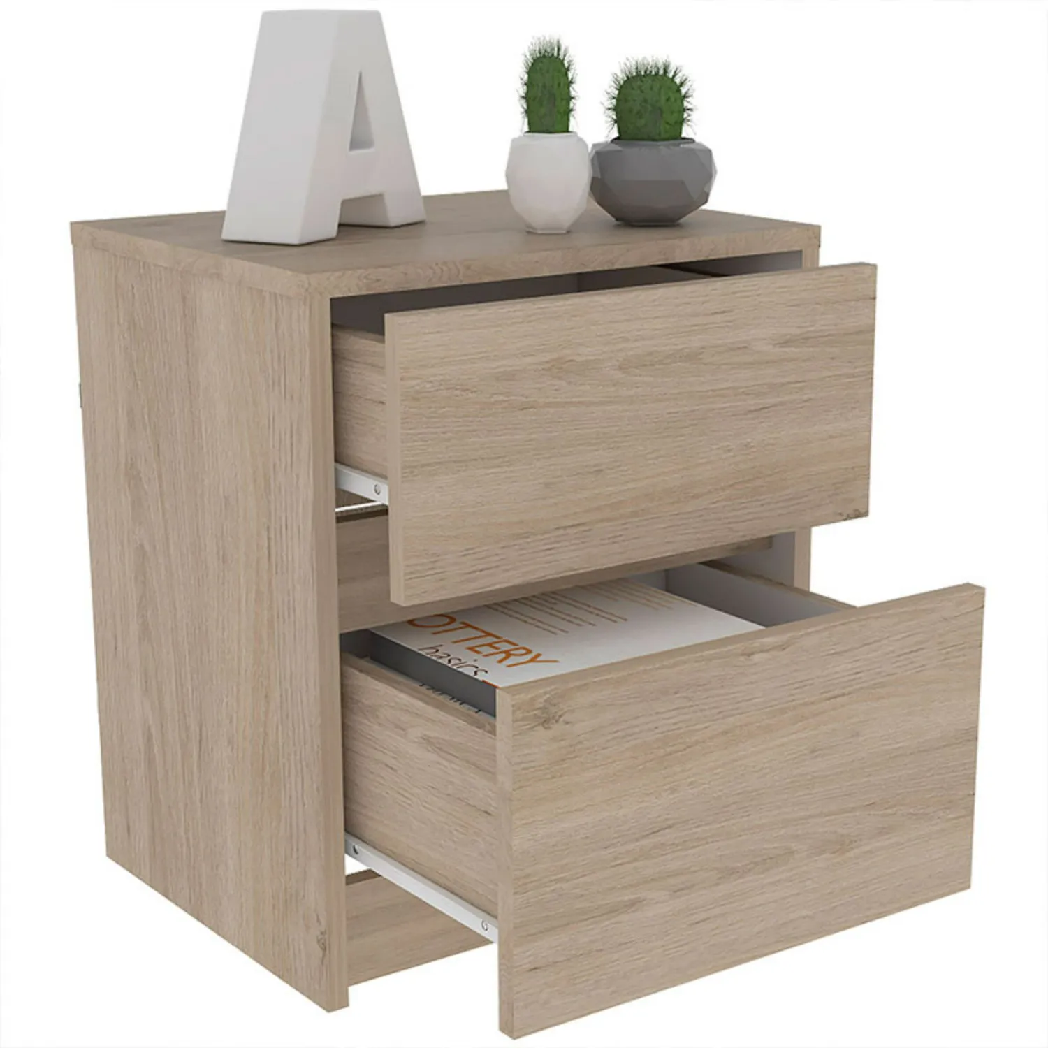 Setx2 Mesa De Noche Ozzan 2 Cajónes Beige - Homecenter.com.co