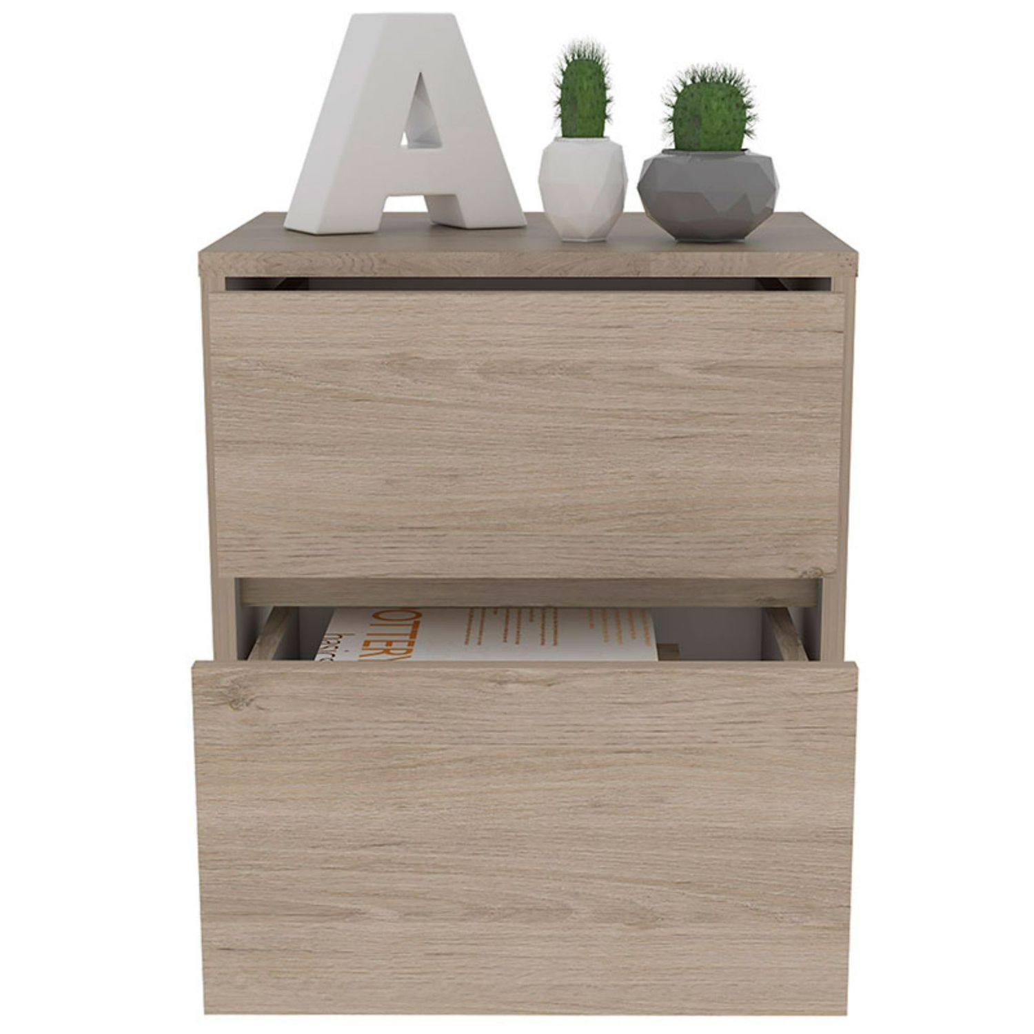 Setx2 Mesa De Noche Ozzan 2 Cajónes Beige - Homecenter.com.co